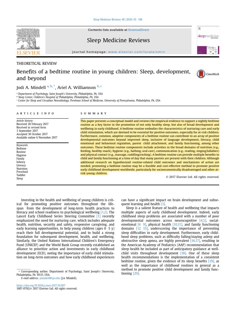 (2018) Benefits of A Bedtime Routine in Young Children | PDF | Sleep ...