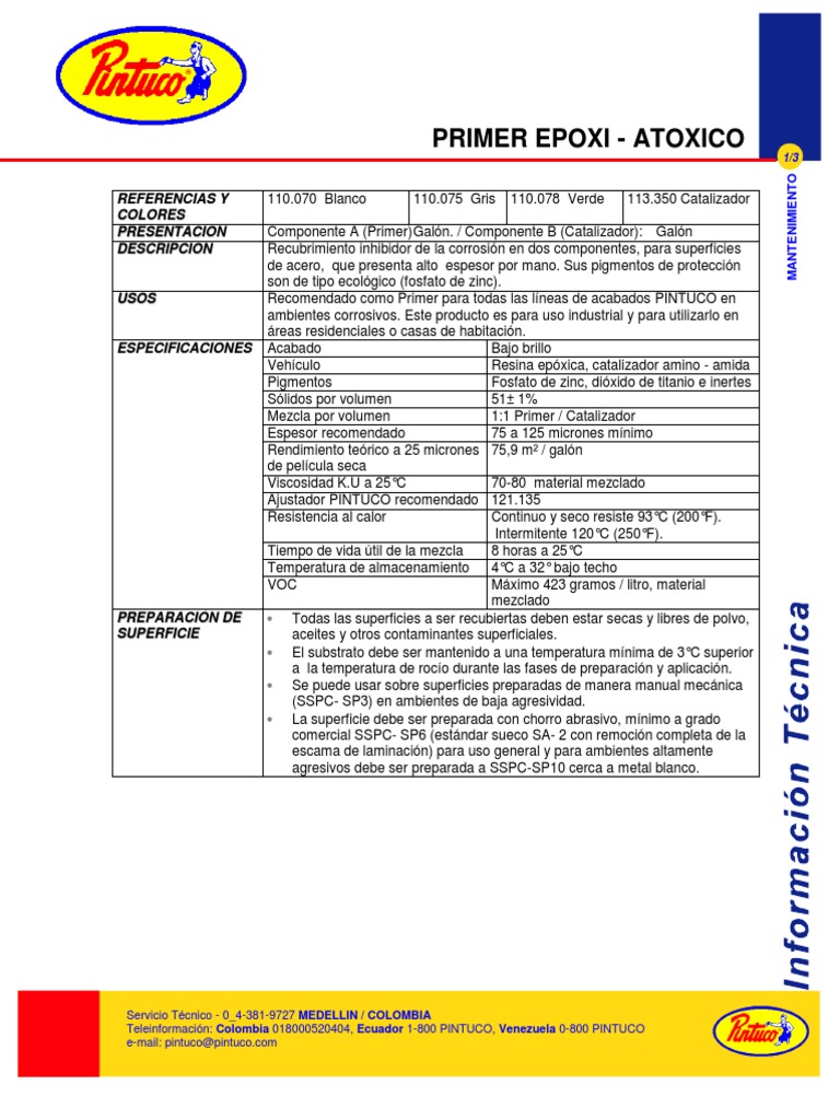 10070,75,78 Primer Epoxi - Atoxico | PDF | Epoxy | Química