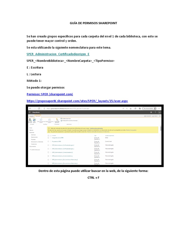 Guía de Permisos Sharepoint | PDF