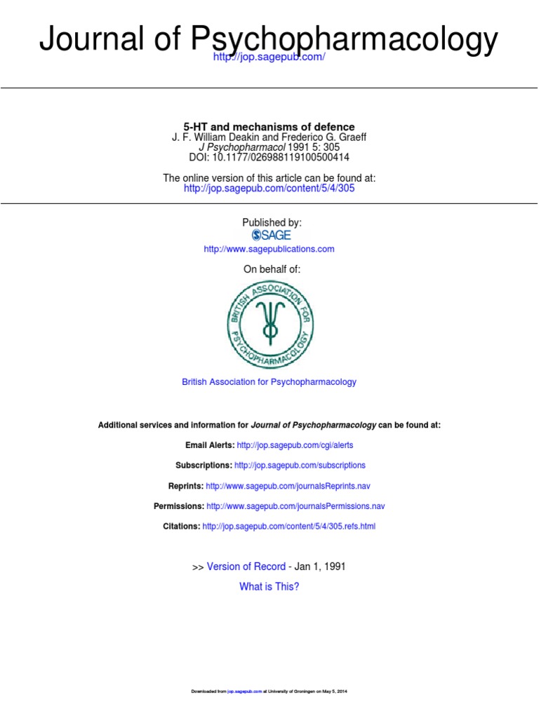 5-HT Mechanisms in Defense Responses | PDF | Serotonin | Amygdala