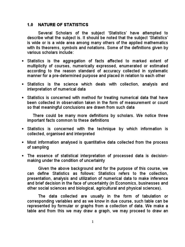 Understanding the Nature and Types of Statistics | PDF | Statistics ...