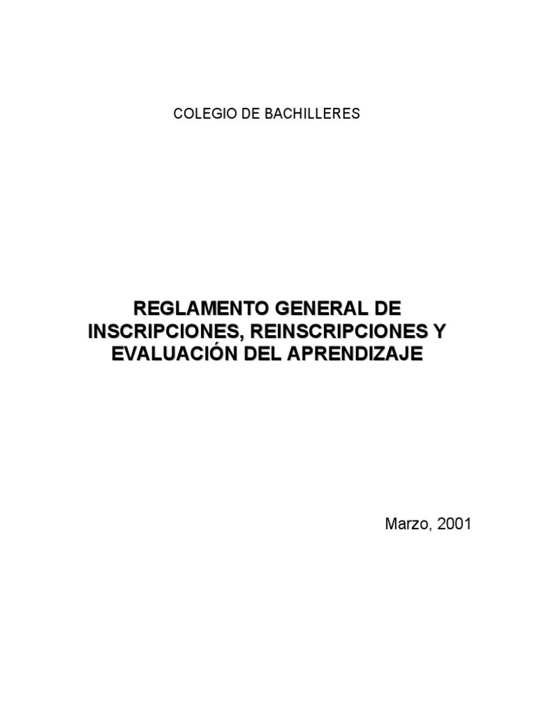 Reglamento General de Inscripciones Reinscripciones y Evaluaci N Del Aprendizaje Del Colegio de ...