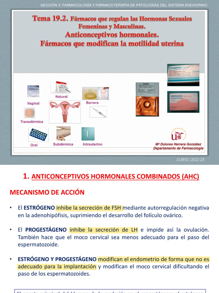 Tema 19 - Hormonas Sexuales2!22!23 | PDF | Control de la natalidad | Parto
