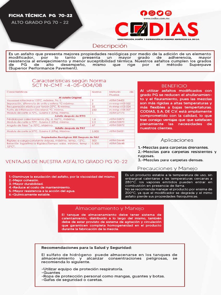 Ficha Técnica PG 70-22 | PDF