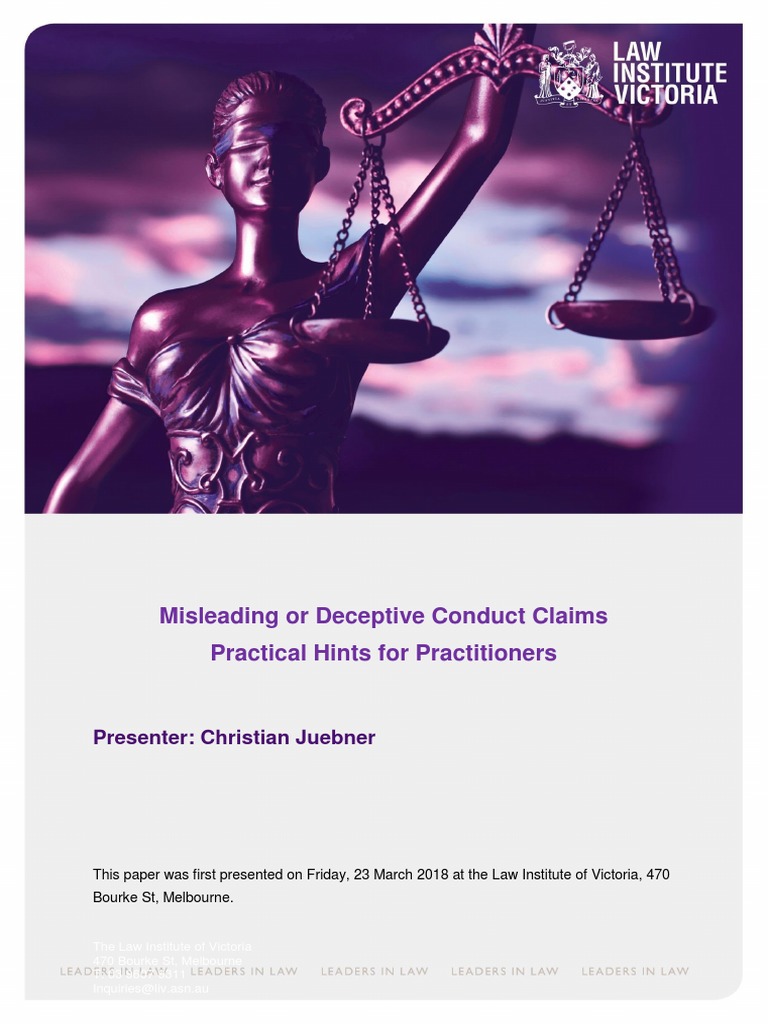 Paper - Misleading or Deceptive Conduct - On Template (March 2018) | PDF