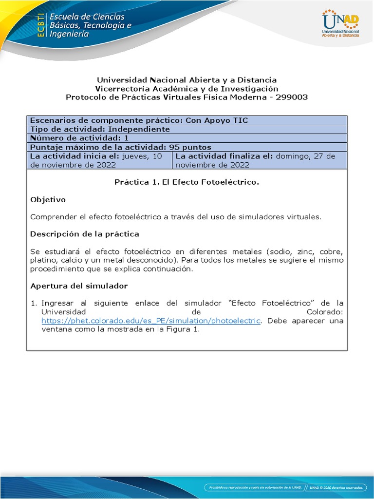 Protocolo de Prácticas Virtuales Física Moderna | PDF