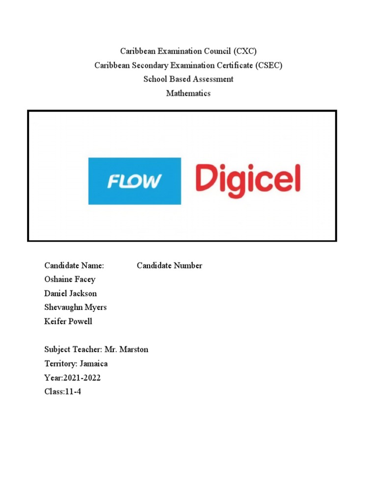 Mathematics SBA 2022 | PDF | Sampling (Statistics) | Telecommunications
