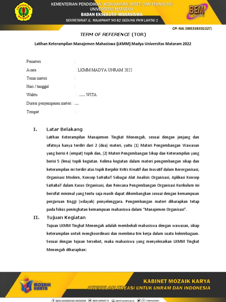 TOR LKMM (Wawasan Kebangsaan) | PDF