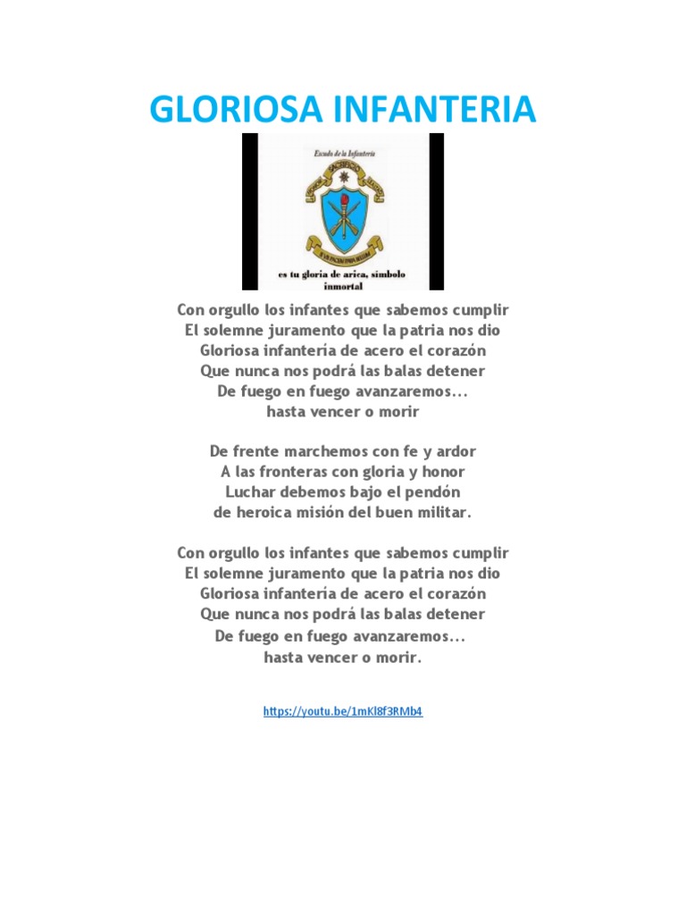 Himno Gloriosa Infanteria | PDF