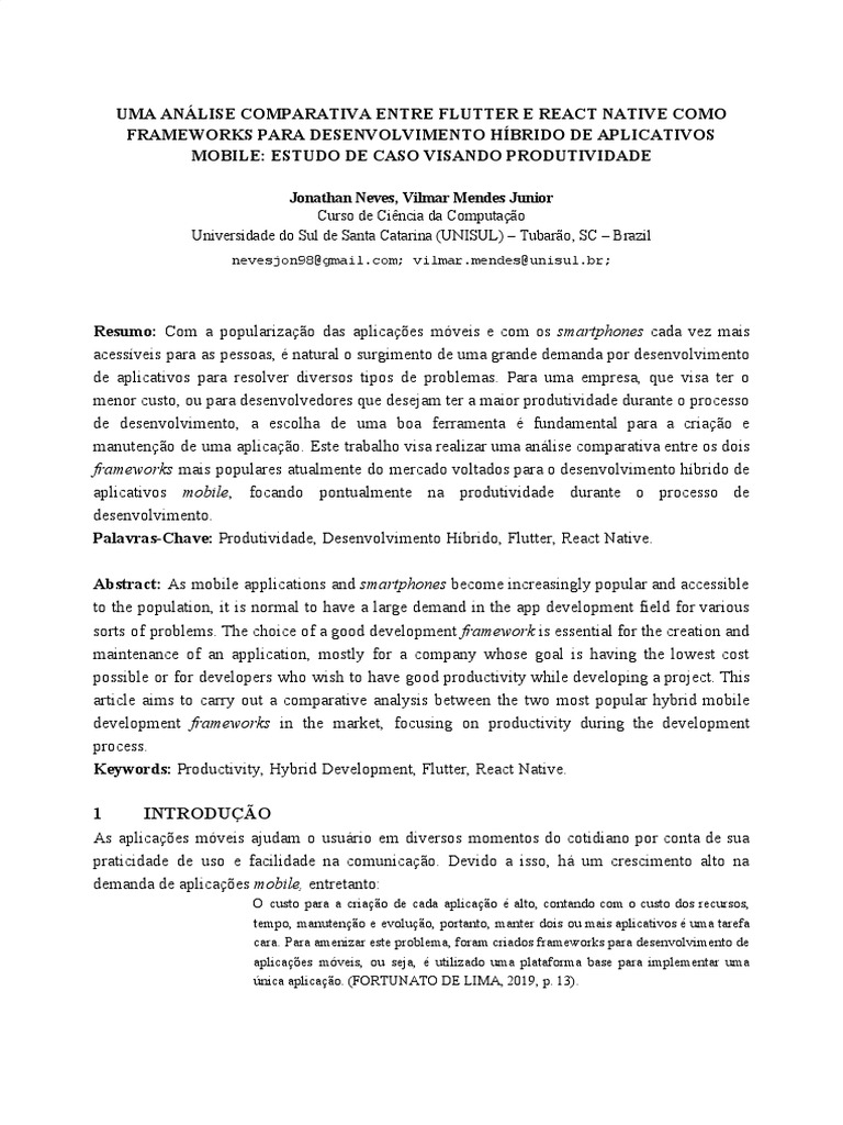 Uma Análise Comparativa Entre Flutter e React Native Como Frameworks ...