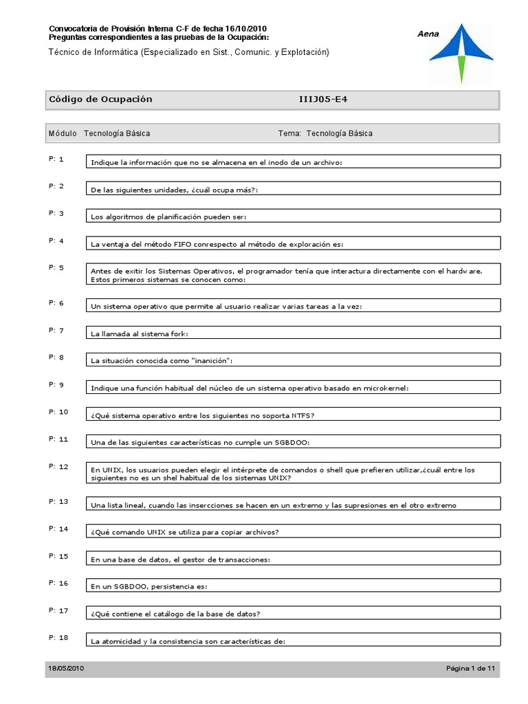 Tec Inf Pre AENA 2010 | PDF | Página web | Bases de datos