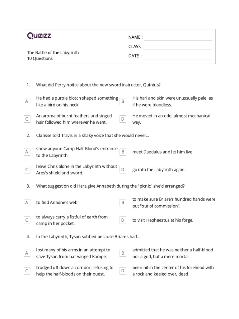 Battle of the Labyrinth Quiz Questions | PDF