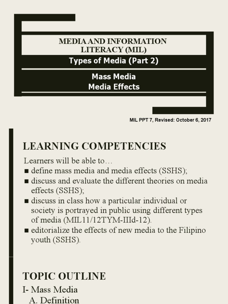4.MIL 4. Types of Media (Part 2) - Mass Media and Media Effects ...