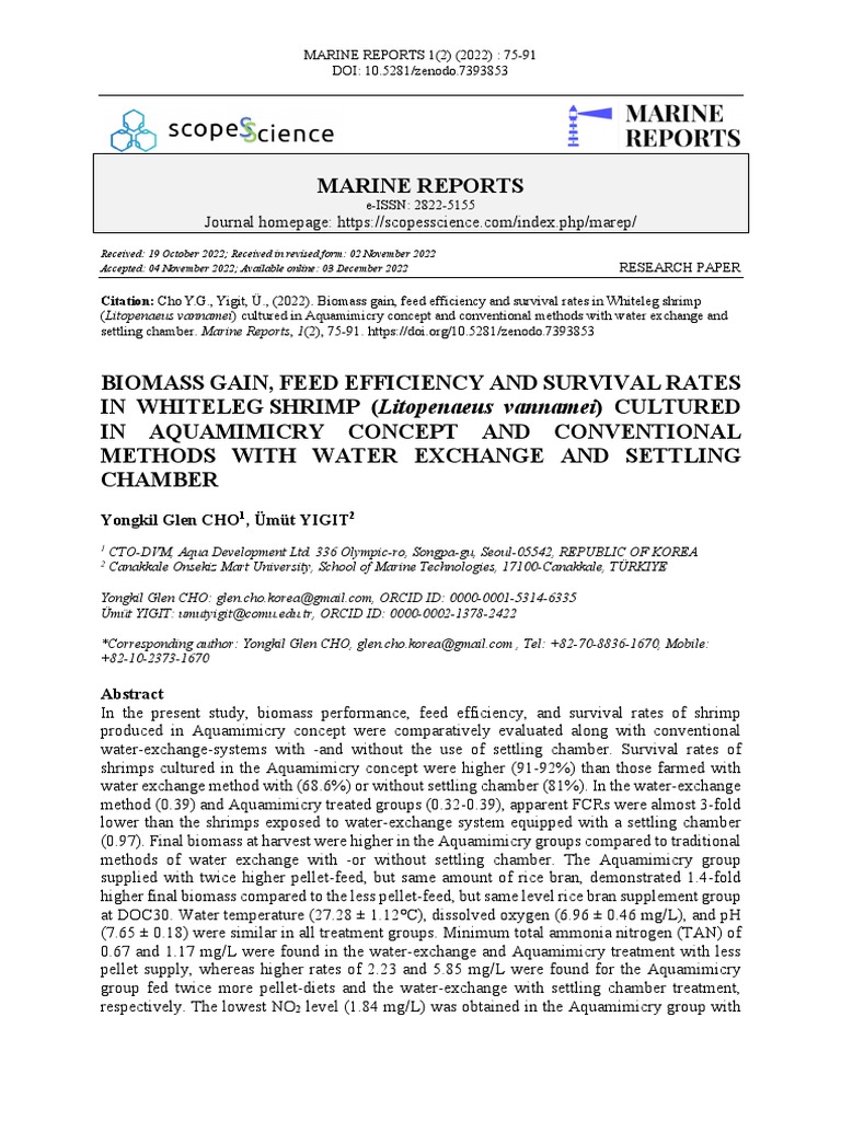 Marine Reports: Yongkil Glen CHO, Ümüt YIGIT | PDF