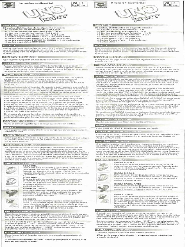 Uno Junior Instrucciones | PDF