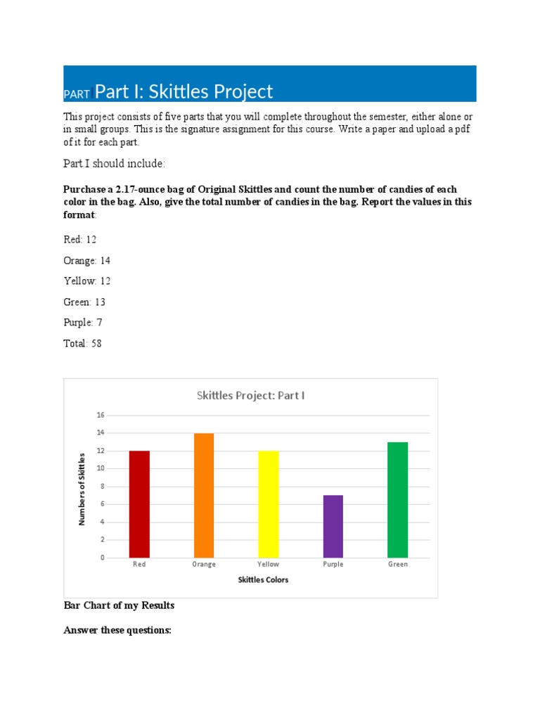 Skittles Project Part I | PDF | P Value | Scientific Method