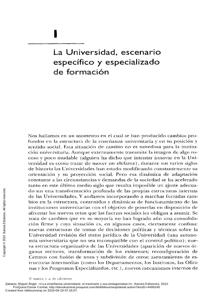 Zabalza M.A. La - Enseñanza - Universitaria. Cap 1 | PDF | Ciencias ...