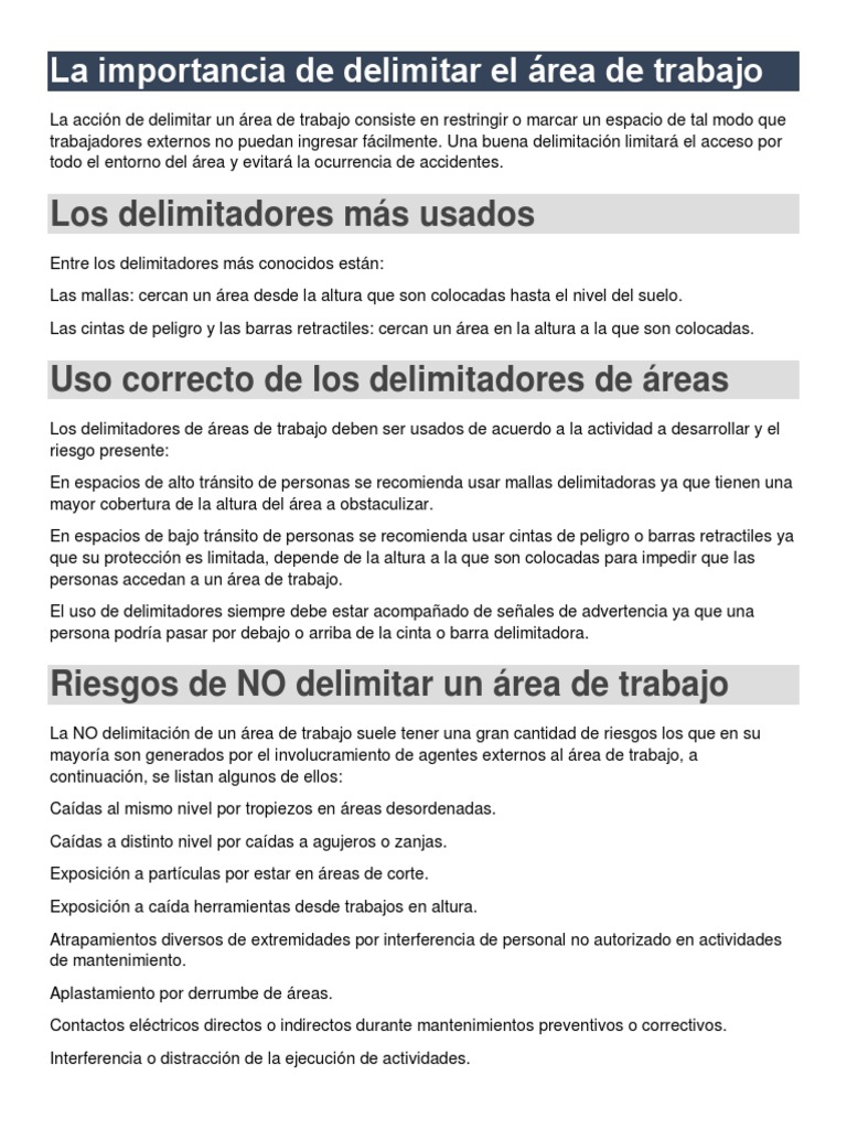 Delimitación de Áreas de Trabajo Seguras | PDF | Tecnología