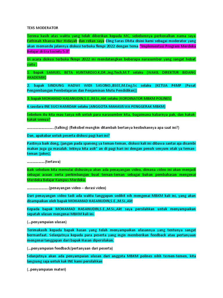 Diskusi MBKM: Peran Mohamad Hasanudin | PDF | Ilmu Sosial