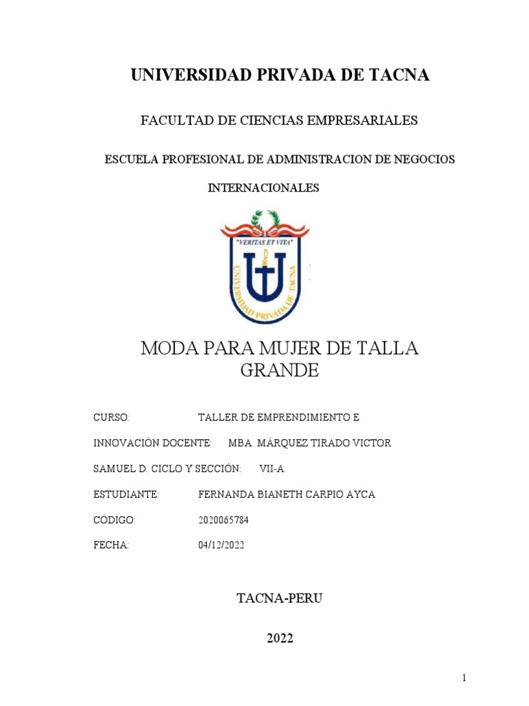 Moda Femenina Tallas Grandes-Fernanda Carpio | PDF | Negocios