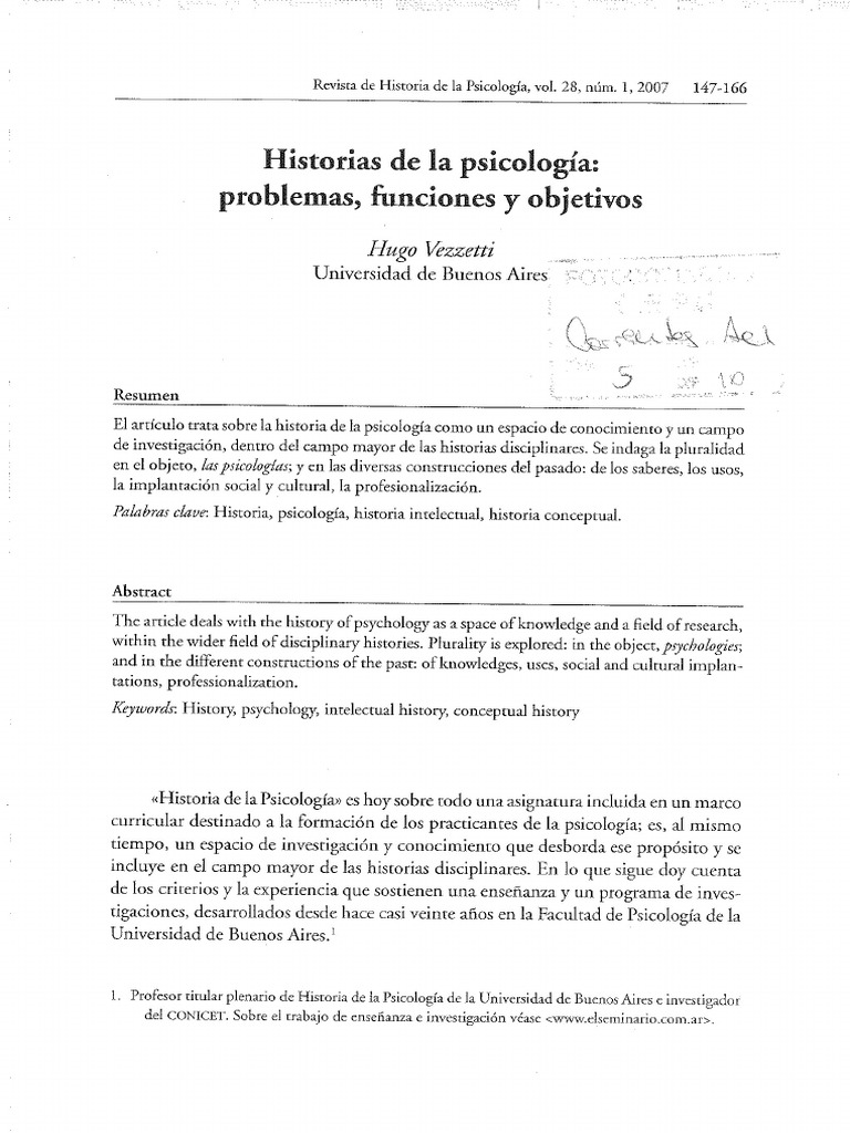2 - Vezzetti Historia de La Psi Funciones | PDF