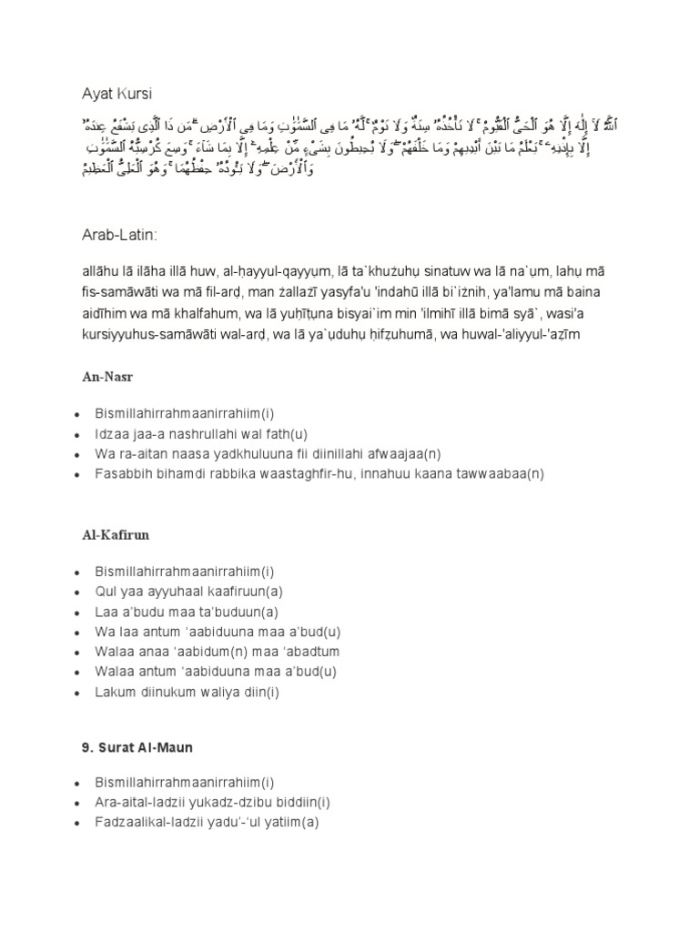 Surah Pendek | PDF | Medieval Arabic Texts | Quran