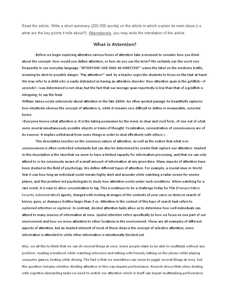 What Is Attention | PDF | Attention | Consciousness