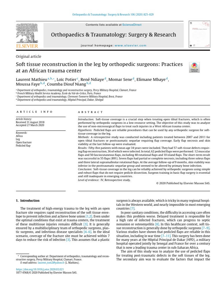 Mathieu2020 Soft Tissue Reconstruction in The Leg by Orthopedic ... Mathieu2020 Soft Tissue Reconstruction in The Leg by Orthopedic ...