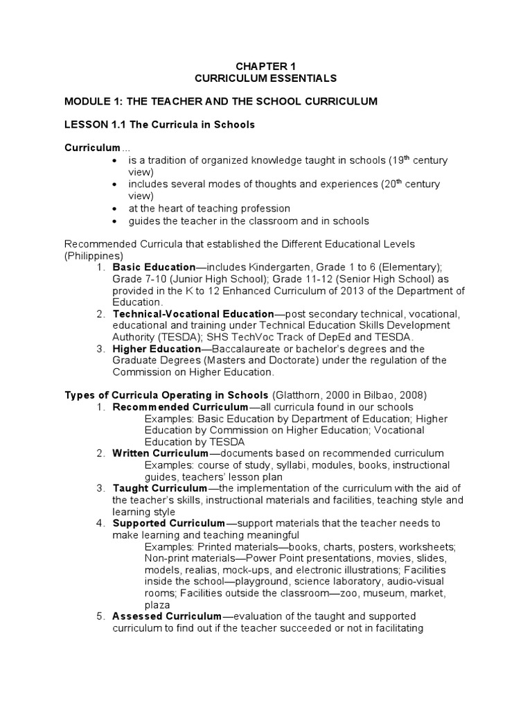 EDUC 8 Module 1 | Download Free PDF | Curriculum | Teachers