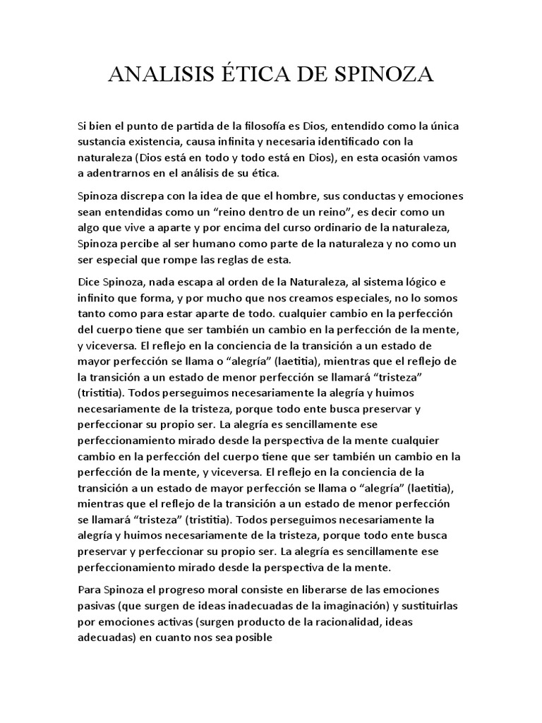 Analisis Ética de Spinoza | PDF | Baruch Spinoza | Teorías filosóficas