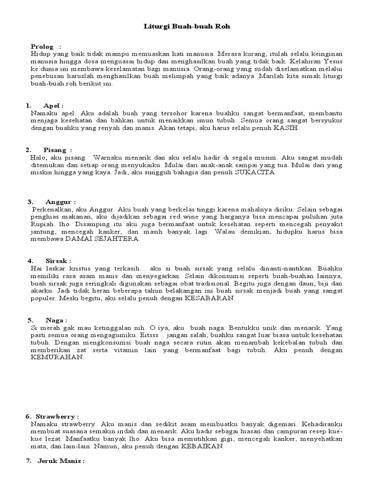 Liturgi Buah-Buah Roh | PDF