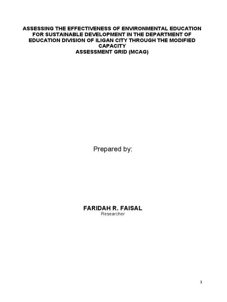 Assessing The Efficacy Of Environmental Education In The Department Of