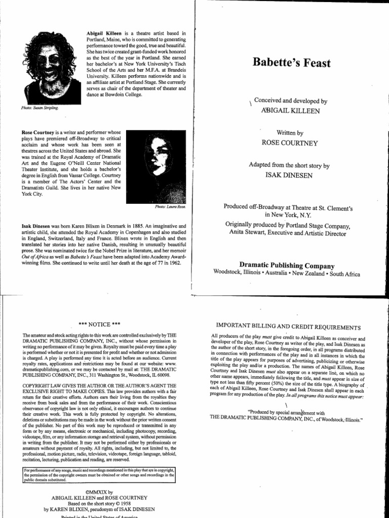 Babettes Feast Script | PDF