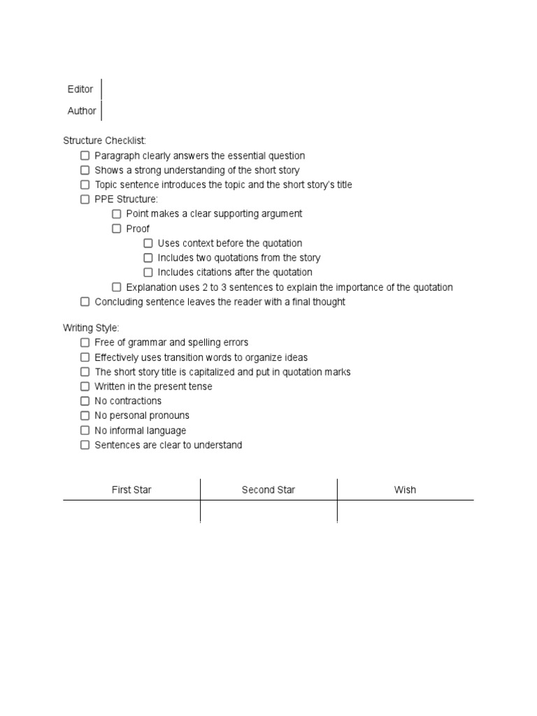 English Essay Editing Form | PDF