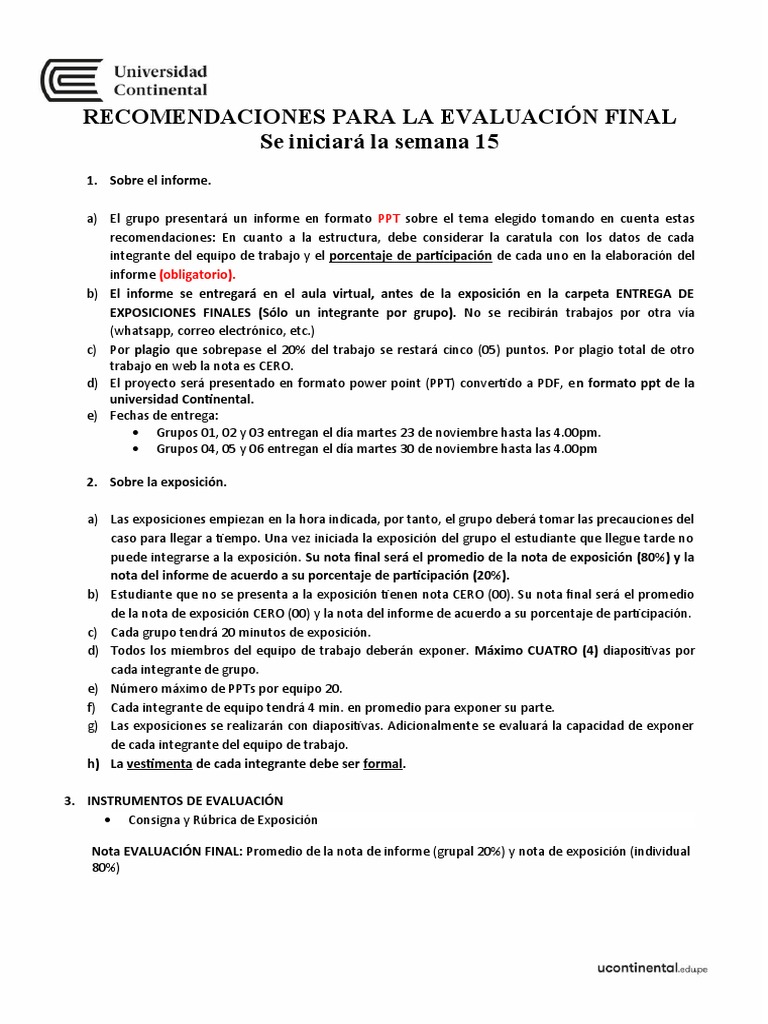 Consigna y Recomendacioes Exposición Final | PDF