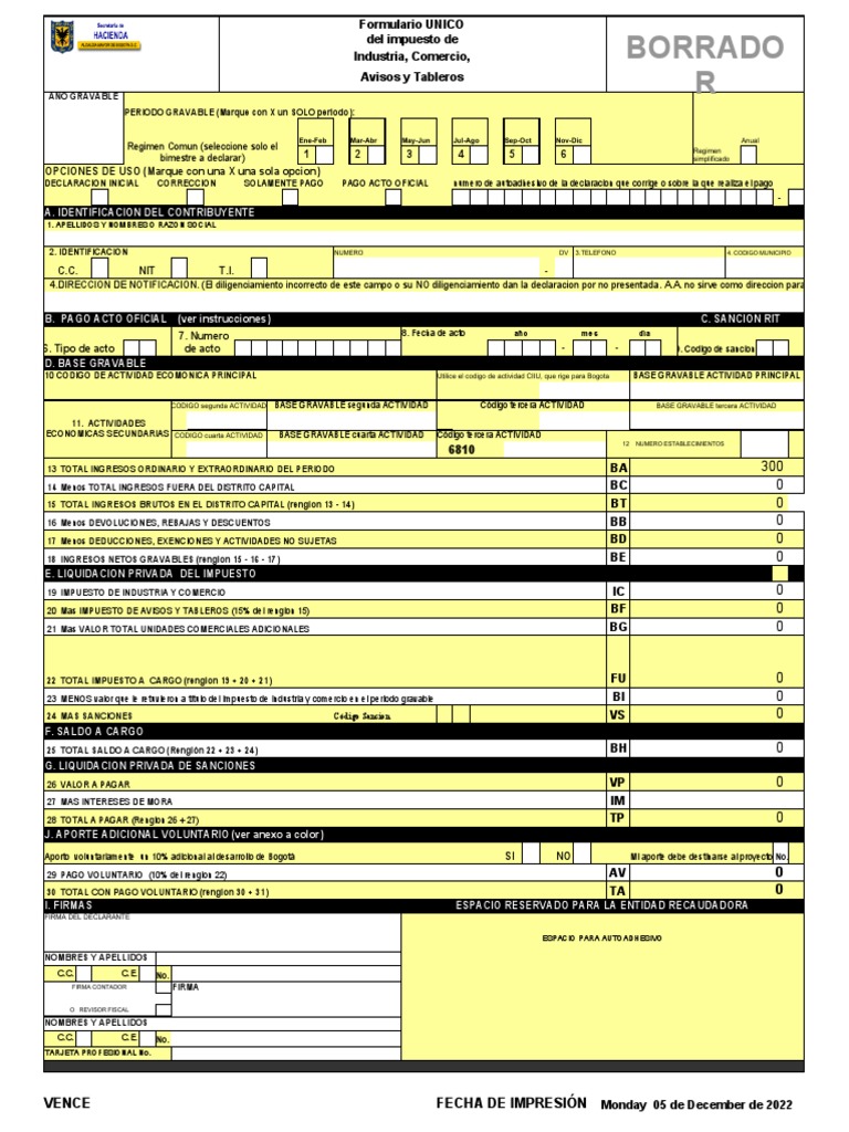 Formulario Ica y Reteica 2021 | PDF | Economias | Comercio