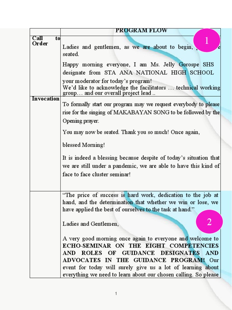 Emcee Script Seminar 22 | PDF