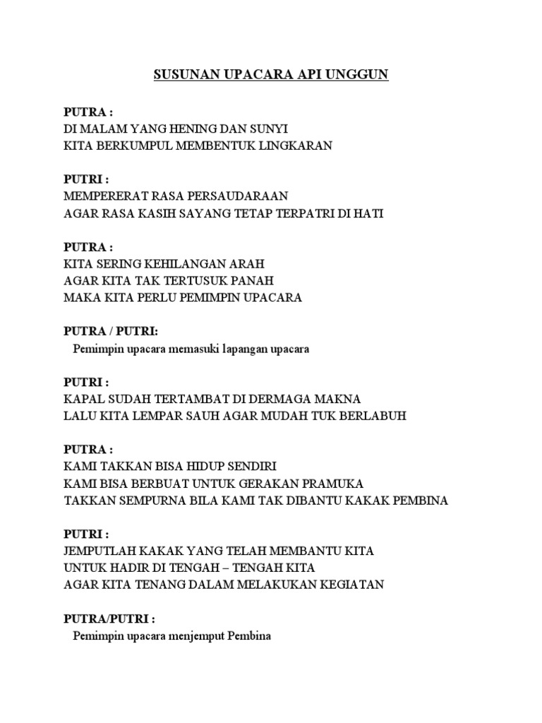 Susunan Upacara Api Unggun | PDF