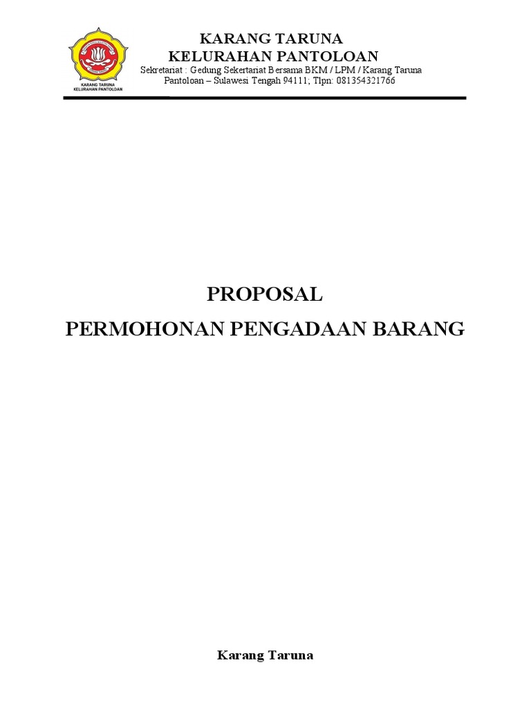 PROPOSAL Karang Taruna Pengadan Barang | PDF