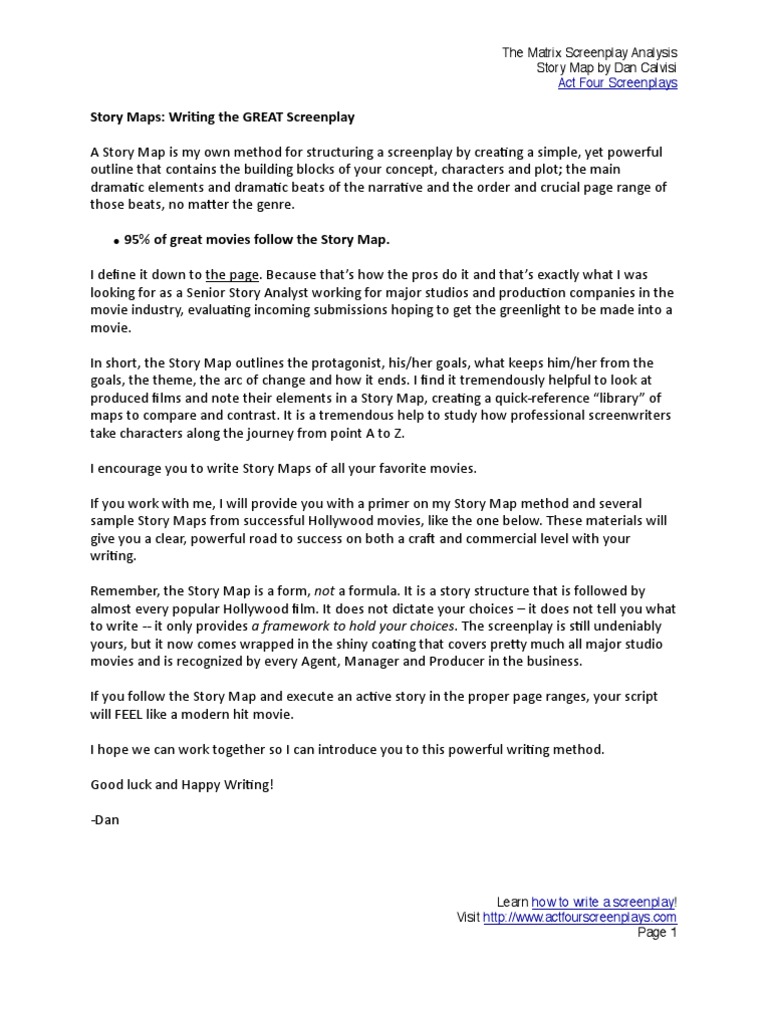 The Matrix Screenplay Analysis Story Map | PDF | Leisure