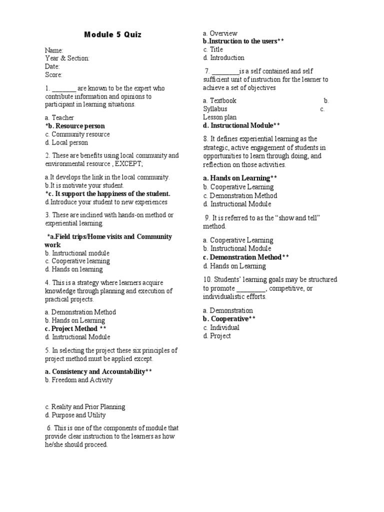 Module-5-Quiz | PDF | Learning | Lesson Plan