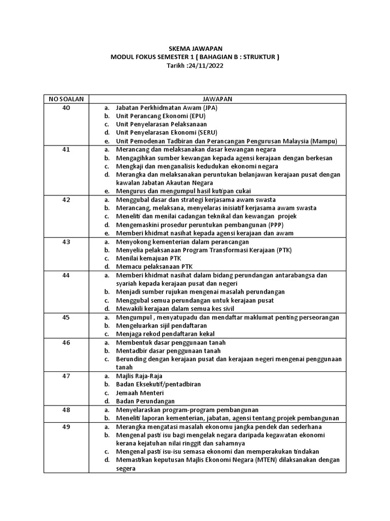 Skema Jawapan Mfokus Sem 1 - Siri 3 | PDF