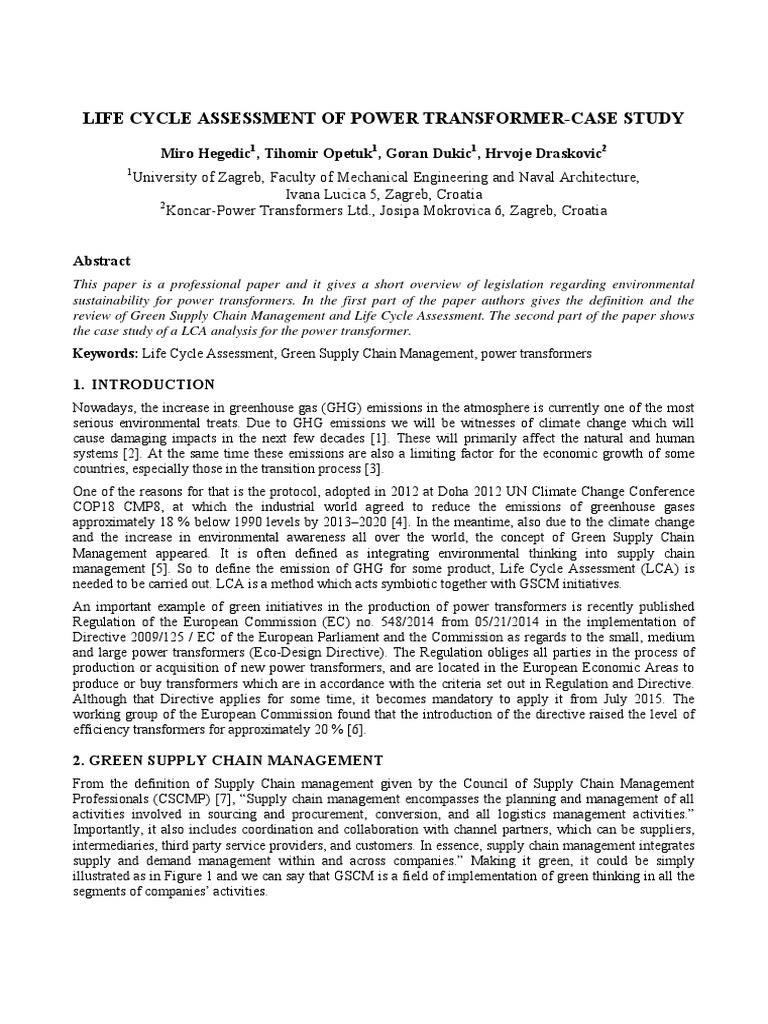 824494.life Cycle Assessment of Power Transformer-Case Study | PDF ...
