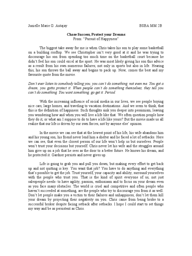 Pursue Dreams: Lessons from "Pursuit of Happyness" | PDF