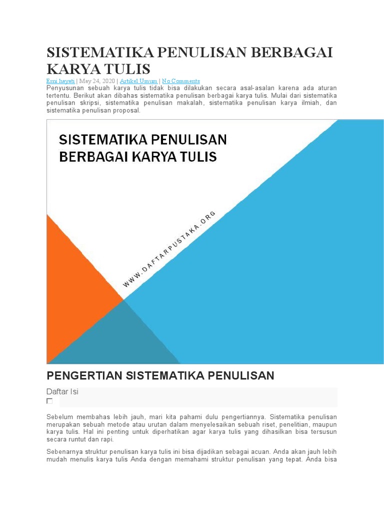 Sistematika Penulisan Berbagai Karya Tulis | PDF