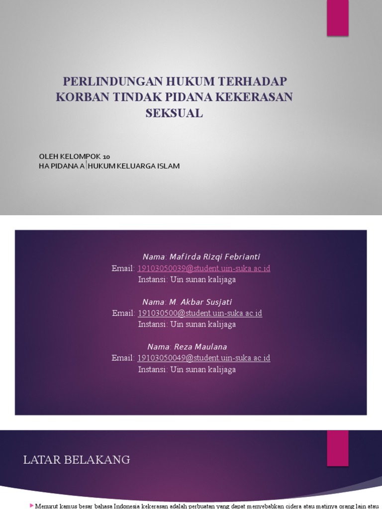 Perlindungan Hukum Terhadap Korban Tindak Pidana Kekerasan Seksual | PDF | Ilmu Sosial