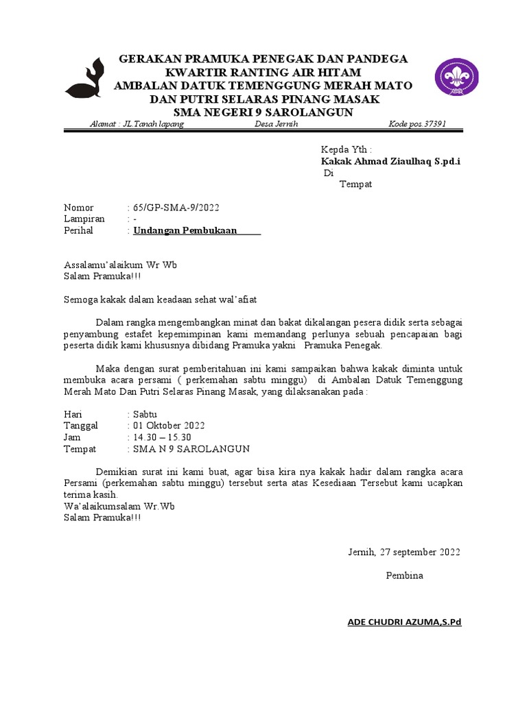 Undangan Persami Pramuka 2022 | PDF