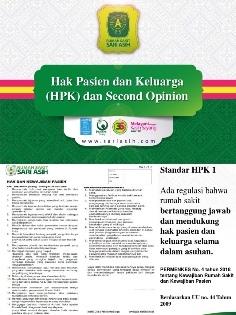Hak Pasien Dan Keluarga (HPK) Dan Second Opinion | PDF