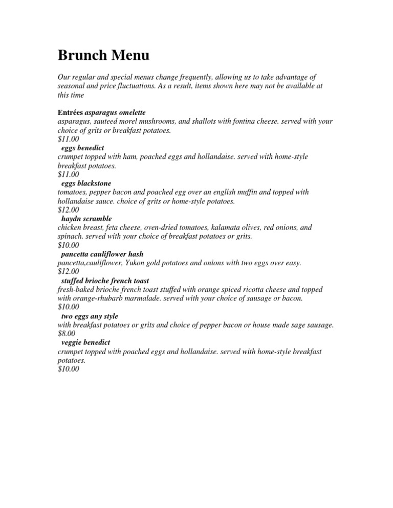 Brunch Menu | PDF