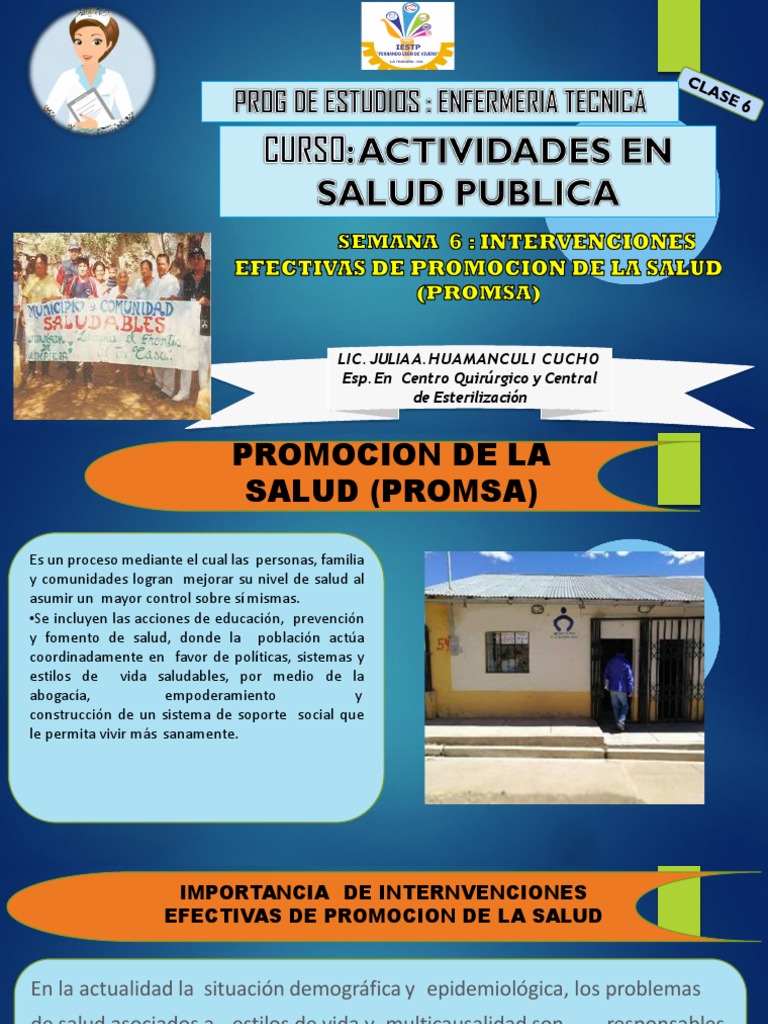 Clase N°6 Intervenciones Efectivas de Promoción de La Salud (Promsa) | PDF | Promoción de la ...